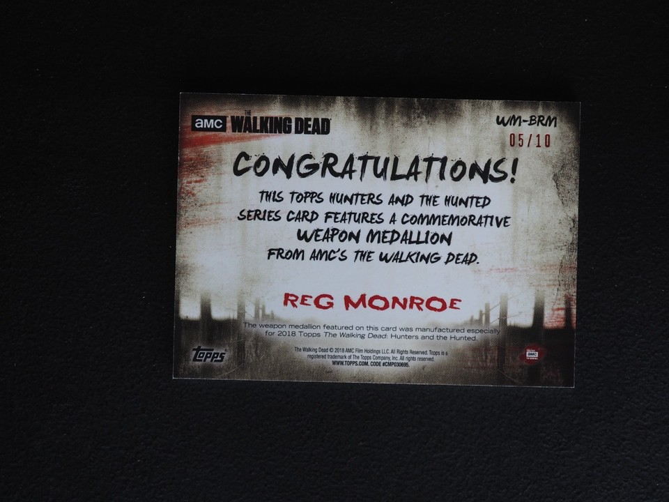 2018 Topps Walking Dead Hunters Hunted Reg Monroe Weapon Medallion ...