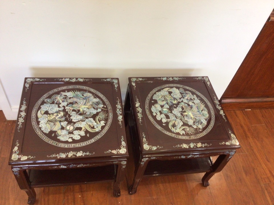 As new pair Chinese side tables with mother of Pearl inlays | eBay ...