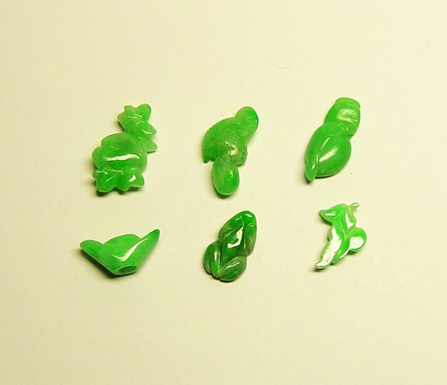 GENUINE JADEITE LOOSE STONES 6 NATURAL GREEN OLD STYLE TINY JADE ...