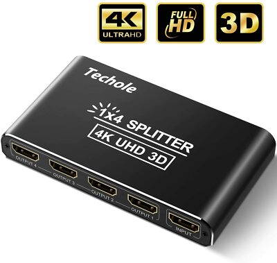 HDMI Splitter 1 in 4 Out - Techole 4K . Full HD1080P for Xbox PS4 PS3 ...