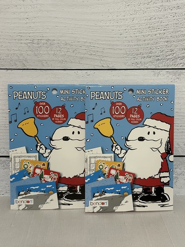 Lot Of 2 Peanuts~Snoopy & Gang~ Xmas Mini Activity Book~100+Stickers ...