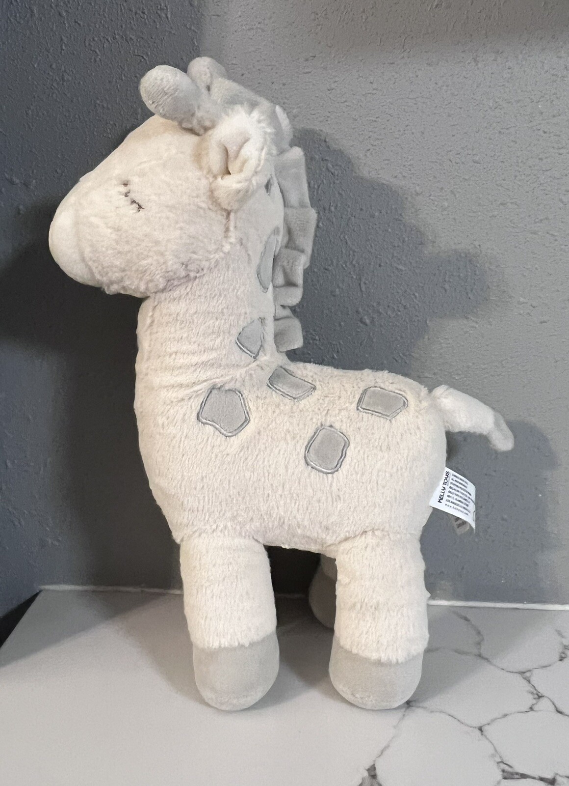 Kellytoy Cream Gray Giraffe Rattle Toy Plush Baby Boy/ Girl 14 inches ...