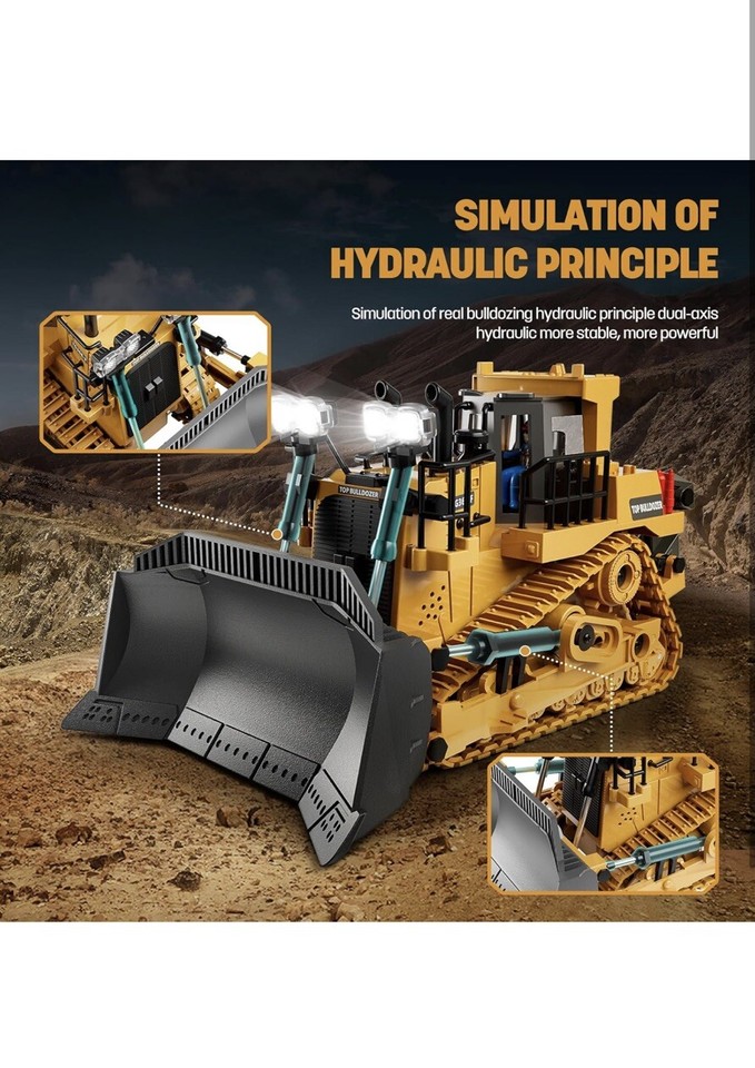 Rc Bulldozer Metal Construction 9 Ch Remote Control Bulldozer 2.4GHz 2 ...