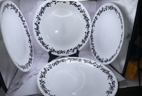 Set of 4 Corelle Corning Tropical Breeze 10 1/4" Dinner Plates Black | eBay