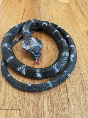 2016 TOYS R US Black Maidenhead Cobra Snake Soft Rubber Toy 13" Curled ...