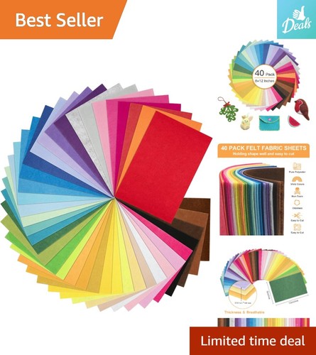 40Pcs Assorted Colors Felt Sheets for Crafts - 8x12 Inches - 1mm Thick ...