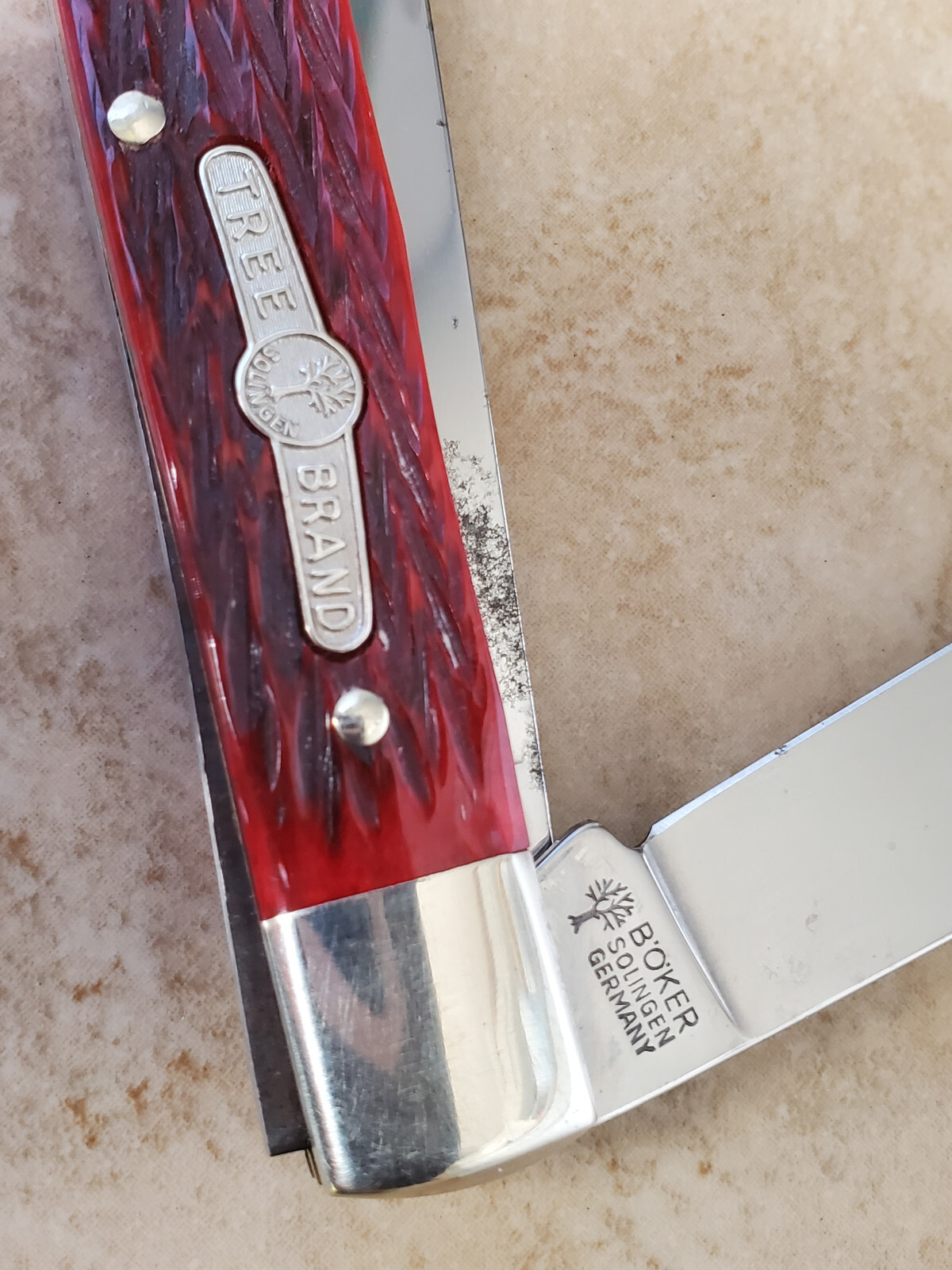 Tree Brand Classic Boker Trapper 2525 SRB Red Bone Pocket Knife ...