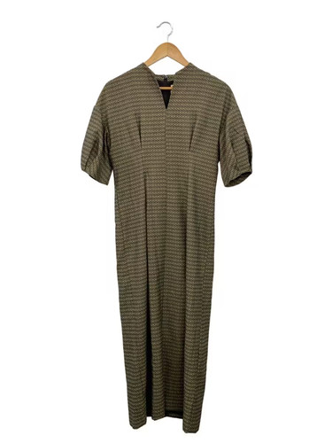 HELLA Short Sleeve Dress M Acrylic BEG All Over Pattern | eBay UK