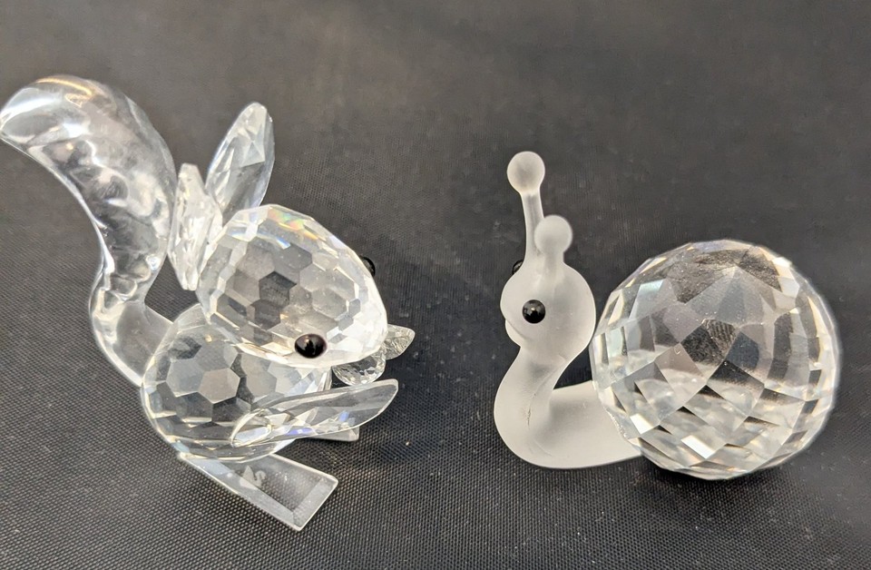 Small Crystal Animal Figurines Set Squirrel Snail Decorative Ornament ...