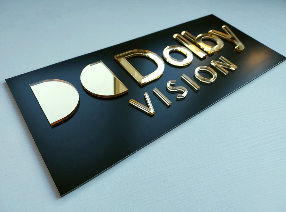 Dolby Vision Wall Sign Gold Acrylic Home Theater Plaque for Movie Media ...