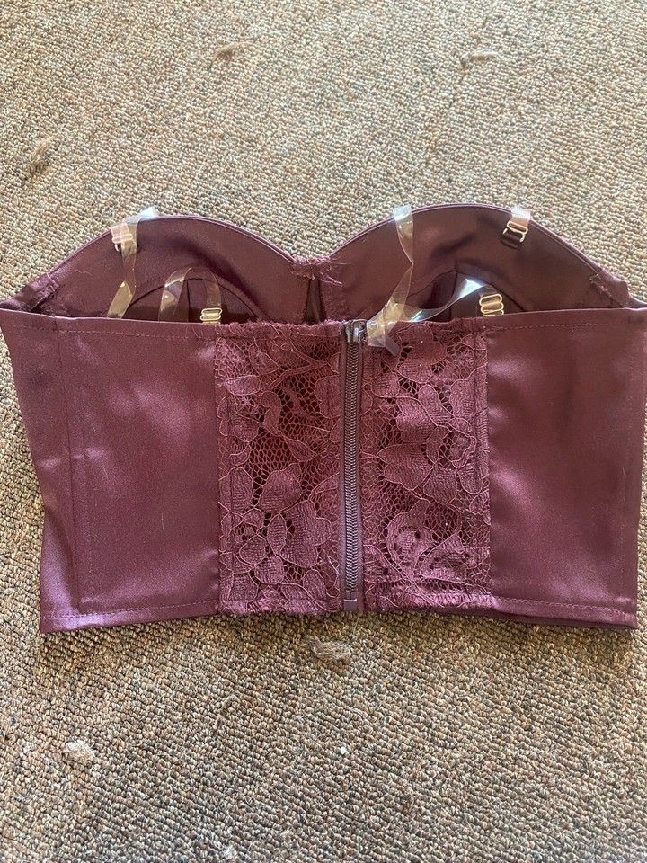 Maroon bustier for 36C crop top corset top for medium bust size | eBay