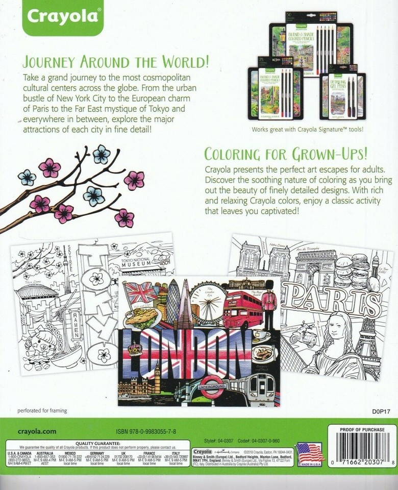 Crayola City Escapes-World Cities-Grown-Up Coloring Book-40 Pages | eBay