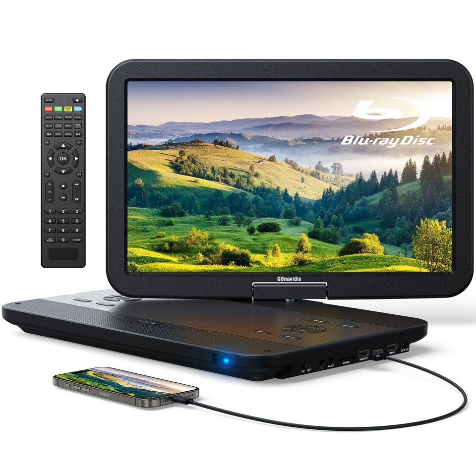 17.6" Portable Blu-Ray DVD Player w/ 15.4" Large 1080P HDMI 1920*1080 ...