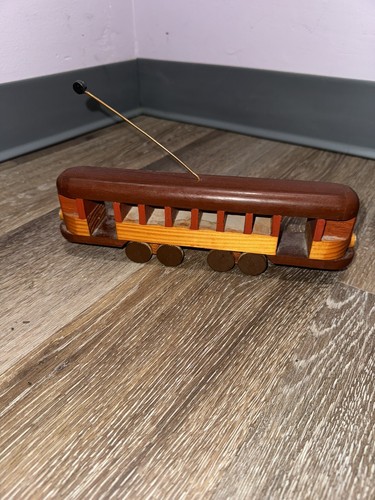 Vintage Handmade Carved Wooden Trolley St. Charles Streetcar New ...