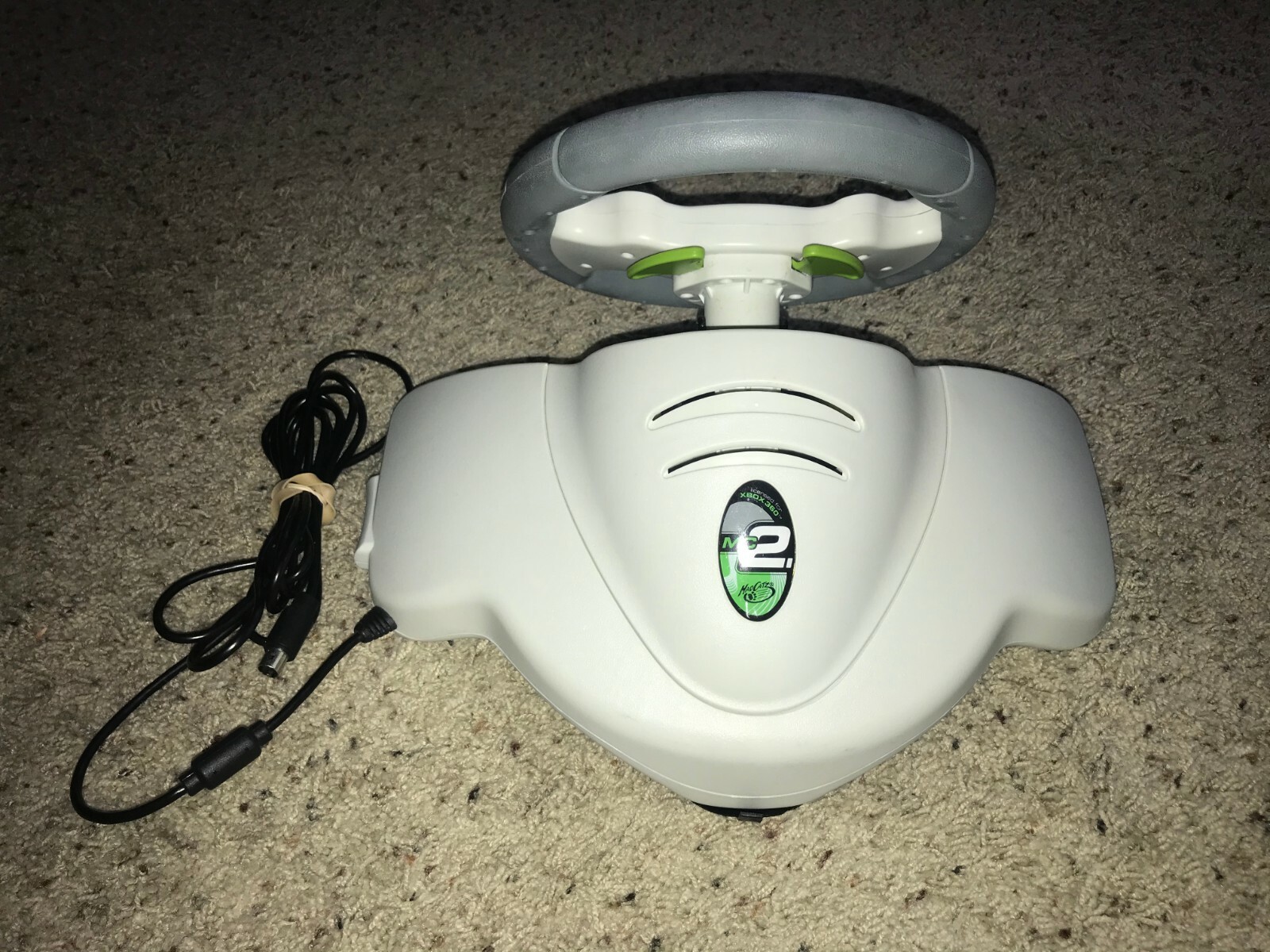 Microsoft Xbox 360 Mad Catz MC2 White Racing Steering Wheel *TESTED ...