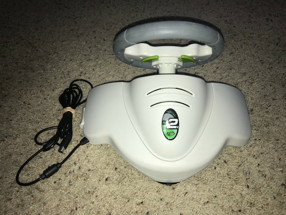 Microsoft Xbox 360 Mad Catz MC2 White Racing Steering Wheel *TESTED ...