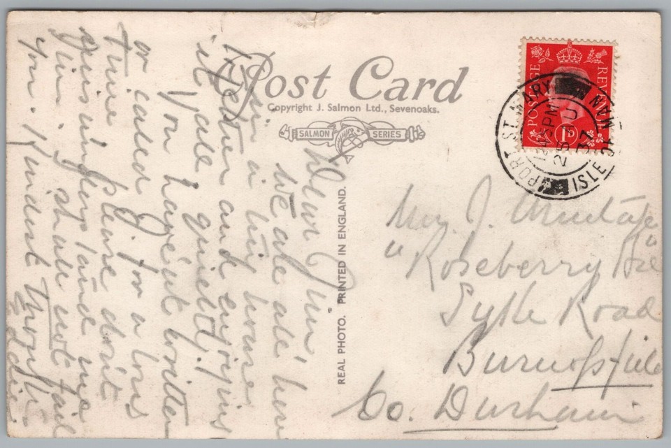 PORT ERIN Isle of Man Real Photo RPPC Postcard Postmark Posted 1937 ...