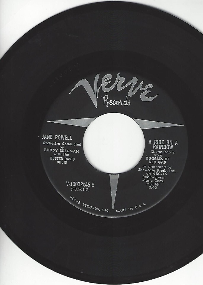 JANE POWELL- "A RIDE ON A RAINBOW"/"I HAVE YOU TO THANK""- VERVE 10032 ...