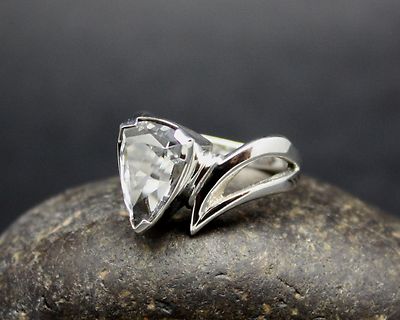 GENUINE WHITE TOPAZ RING set in .925 STERLING SILVER FAST FREE SHIPPING ...