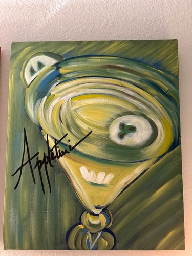 painting, green, canvas, martini, new, bar, appletini, decor, vibey | eBay