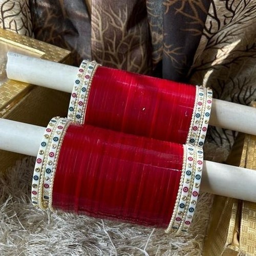 Bridal Punjabi Chura Wedding Wear Maroon Chuda for Girls and Women ...