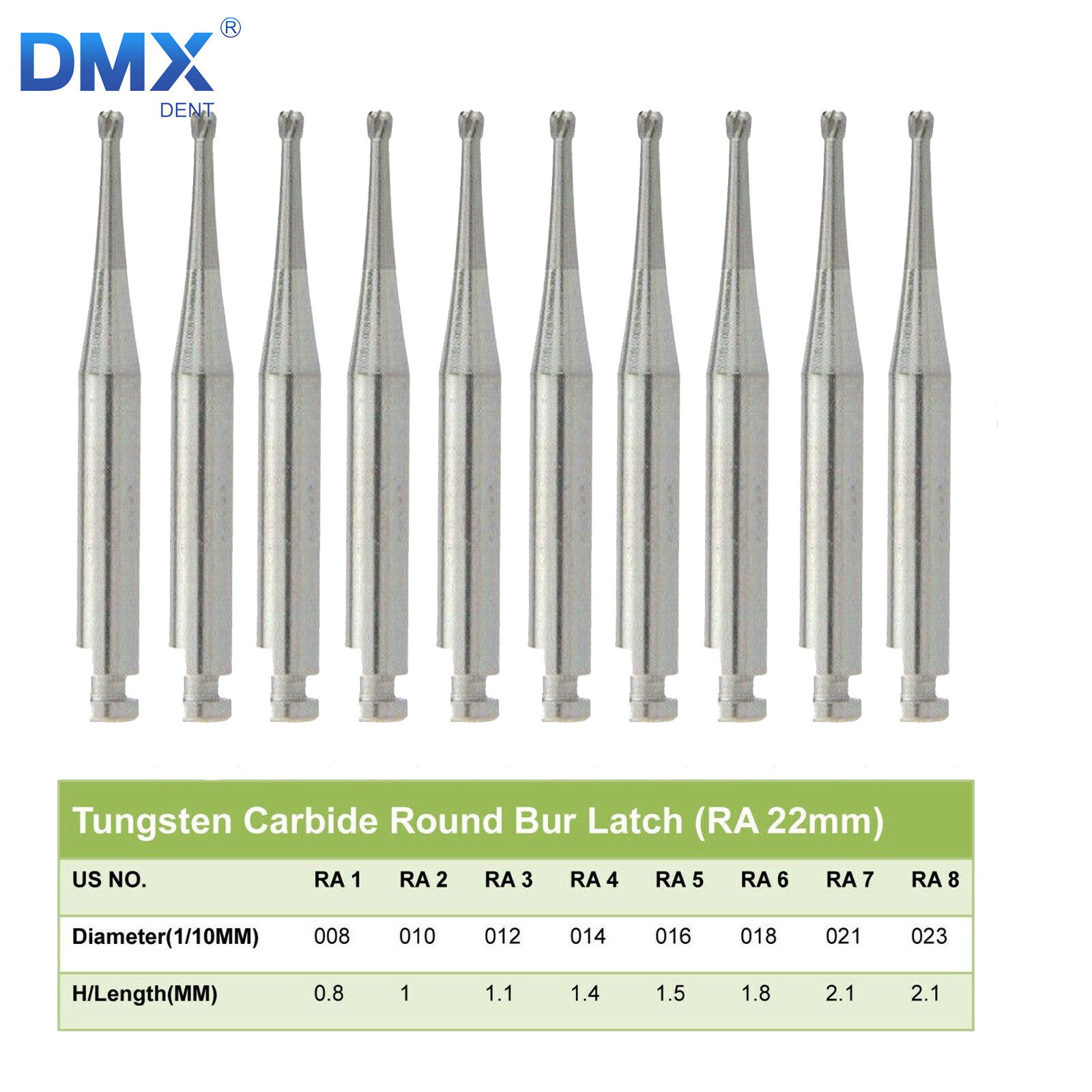 Round Carbide Burs for Slow Speed Latch RA (Choose Your Size & Qty ...