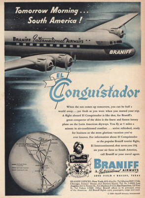 1949 Braniff International Airways: Conquistador Vintage Print Ad | eBay