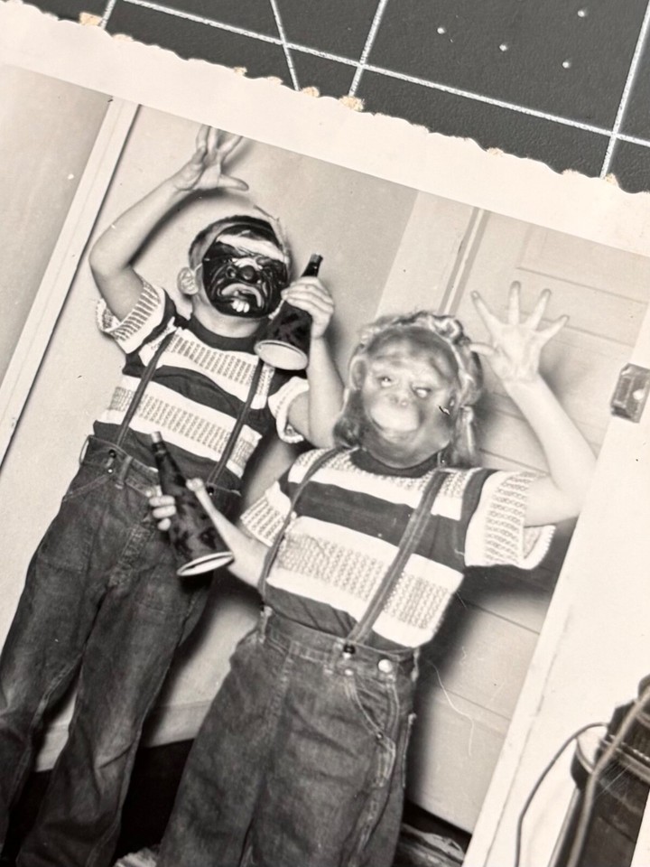 1950s MONKEY MASK Halloween COSTUME Shrunken Head Vintage Snapshot ...