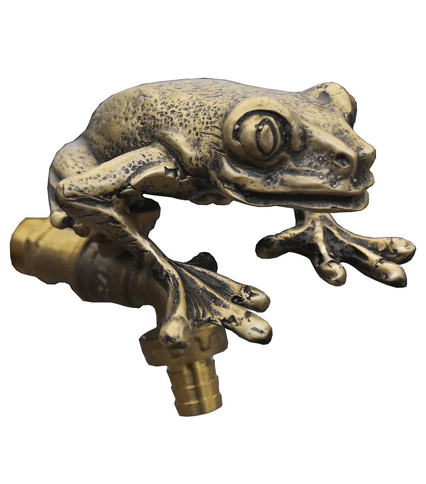 1x Brass Garden Faucet Tap BIG FROG Spigot & 1x Base Vintage Water ...