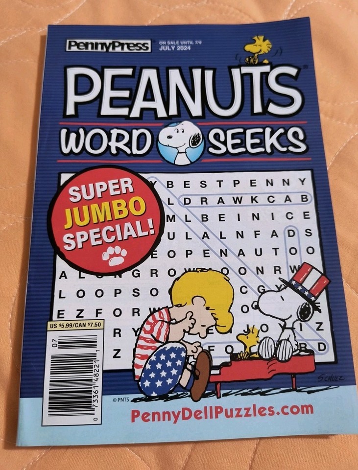 Peanuts Snoopy Word Seeks Puzzles Book by Penny Press July 2024 Edition ...