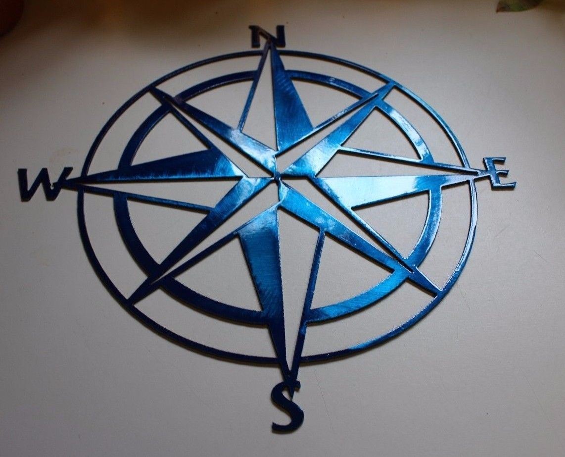 Nautical Compass Rose Metal Art - Metallic Blue - 36" | eBay