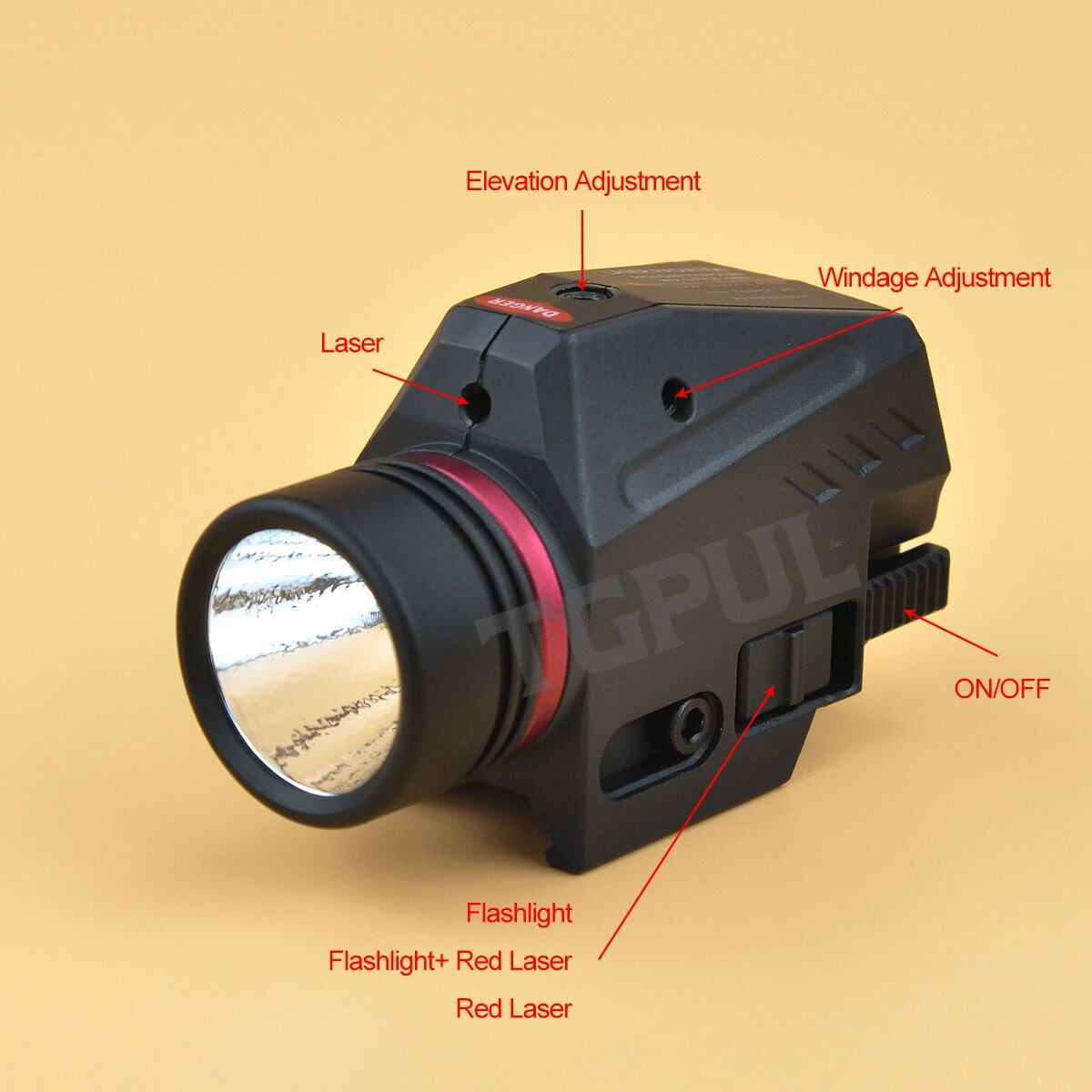 Combo LED Flashlight Red Dot Laser Sight Fit 20mm Rail Pistol Glock 17 ...