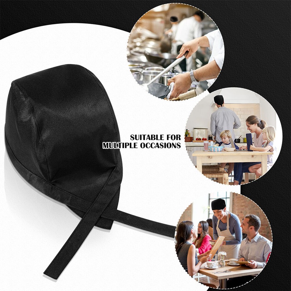 3PCS Kitchen Chef Black Hat Chef Hats for Men Chef Turbans Unisex Chef ...