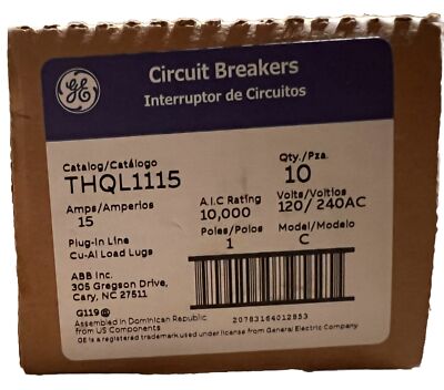 Quantity 10 GE THQL1115 Circuit Breaker 783164012859 | eBay