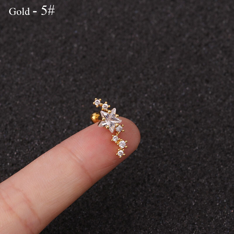 Stainless Steel Cartilage Studs Star Thin Rod Ear Bone Nail Ear ...