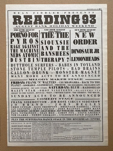 READING FESTIVAL 1993 NEW ORDER/SIOUSXIE/RAGE AGAINST THE MACHINE (A ...