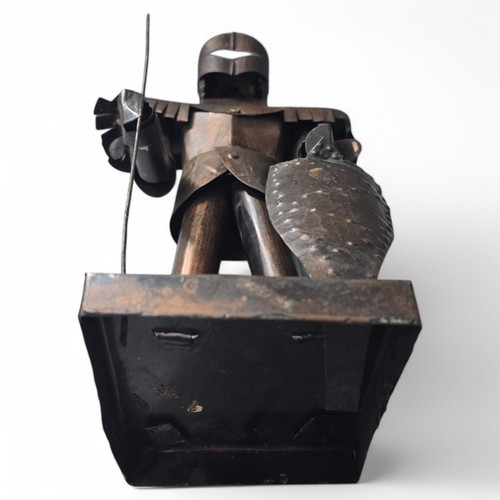 VINTAGE 15" Medieval Knight Rustic Metal Tin Armor Statue w/Spear ...