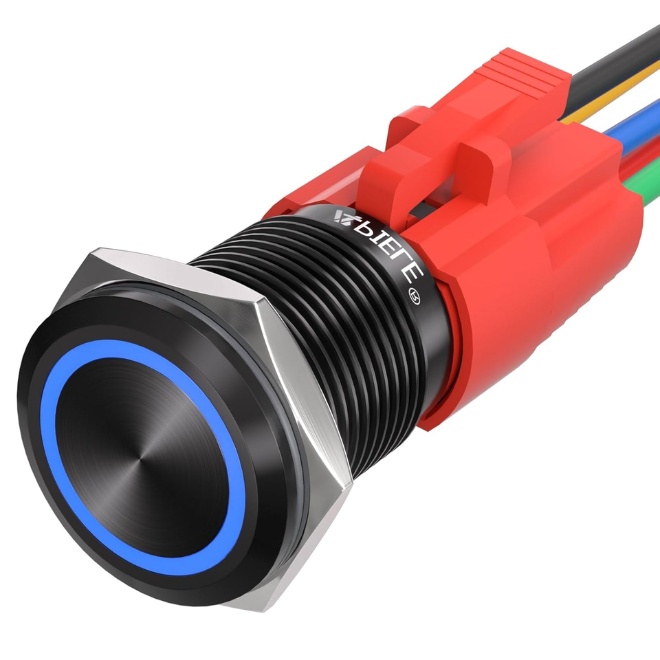 APIELE 16Mm Momentary Black Push Button Switch on off with 12V LED Angel Ring He 744759050090| eBay