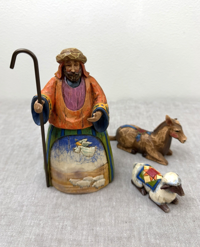 Jim Shore 3 Pc Shepherd Sheep Donkey Nativity Let Earth Receive Her ...