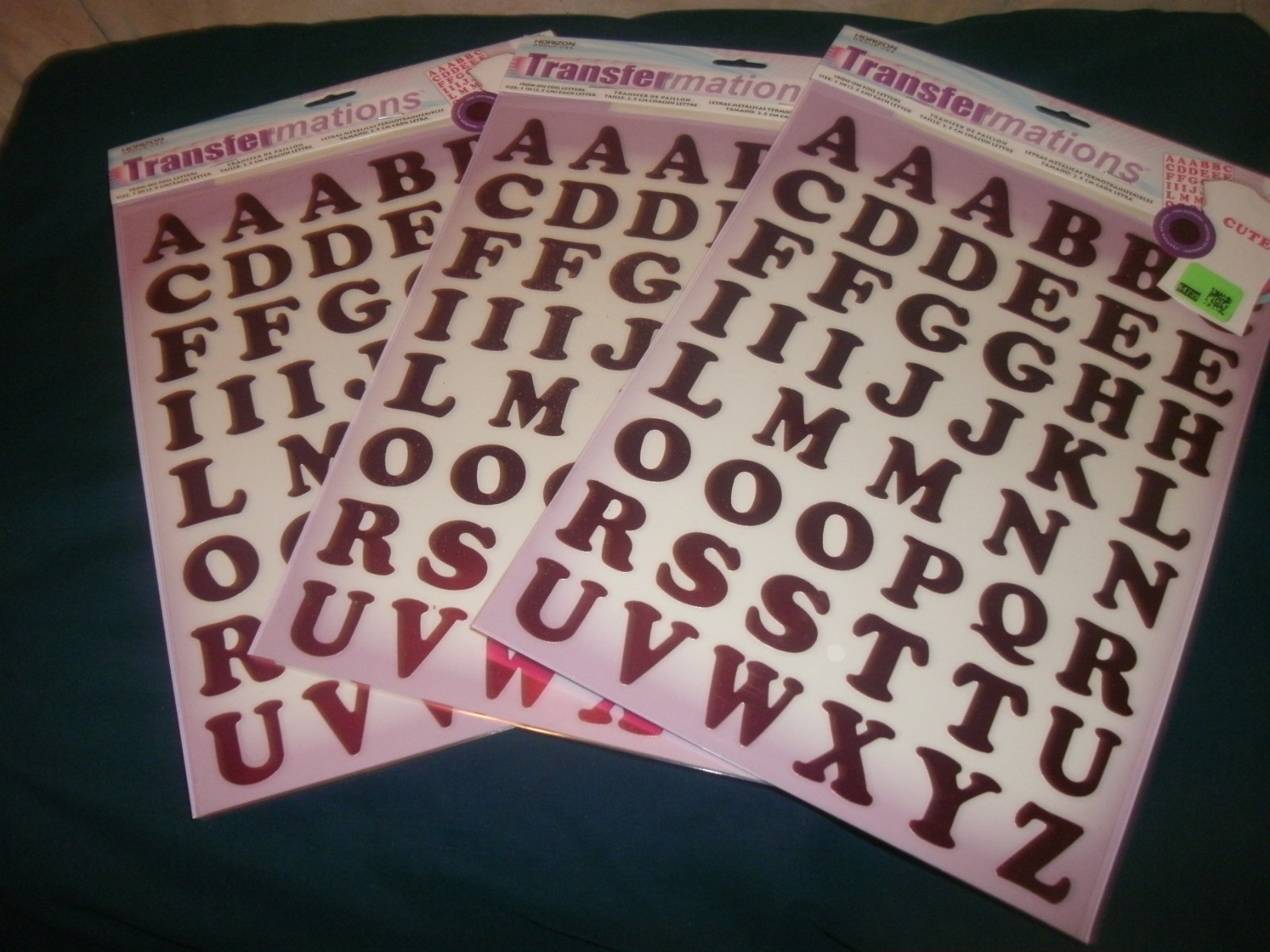 Lot of 3 pks Transfermations Iron-on Foil Letters Dark Pink 48pcs 1 ...