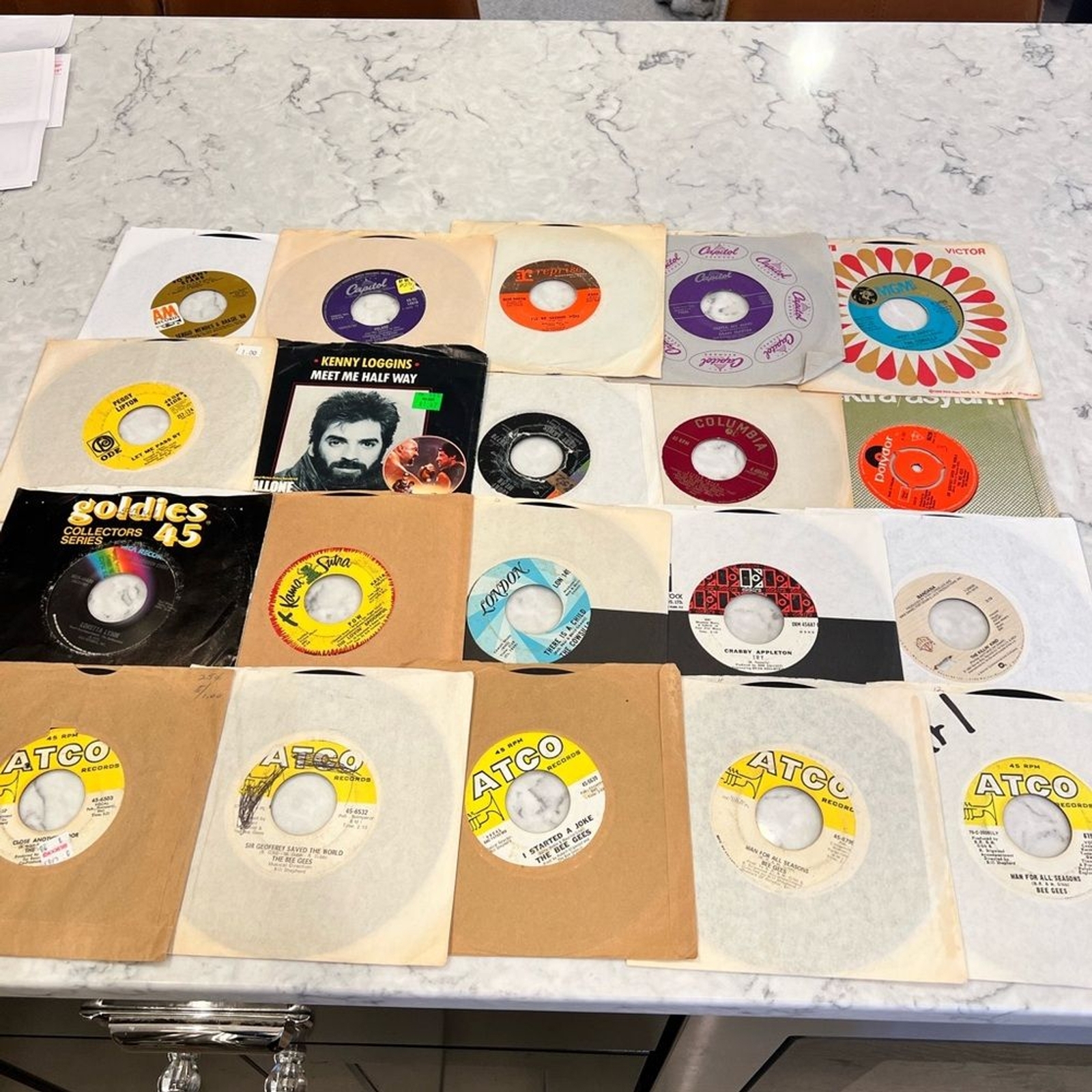 Nice Lot Of 20, 45's Records Jukebox 7", 45 RPM Vintage Vinyl Records ...