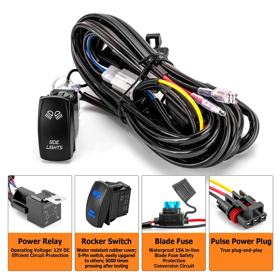 WEISEN Plug & Play Side Lights Wire Pulse Bus Bar For Polaris RZR PRO ...