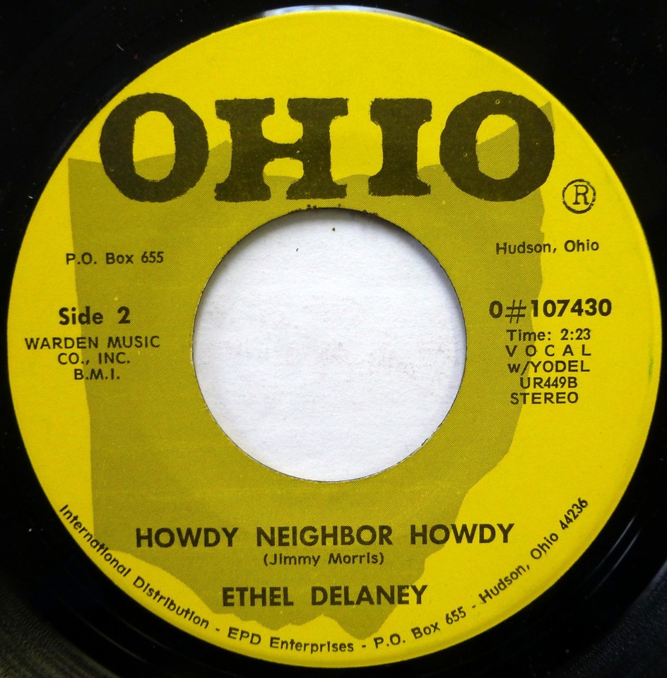 ETHEL DELANEY 45 Turn Back the Hands.../Howdy Neighbor OHIO country VG+ ...