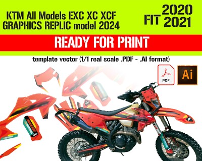 KTM EXC XC XCF 2020 Graphics kit template 2020 - 2021 pdf | eBay