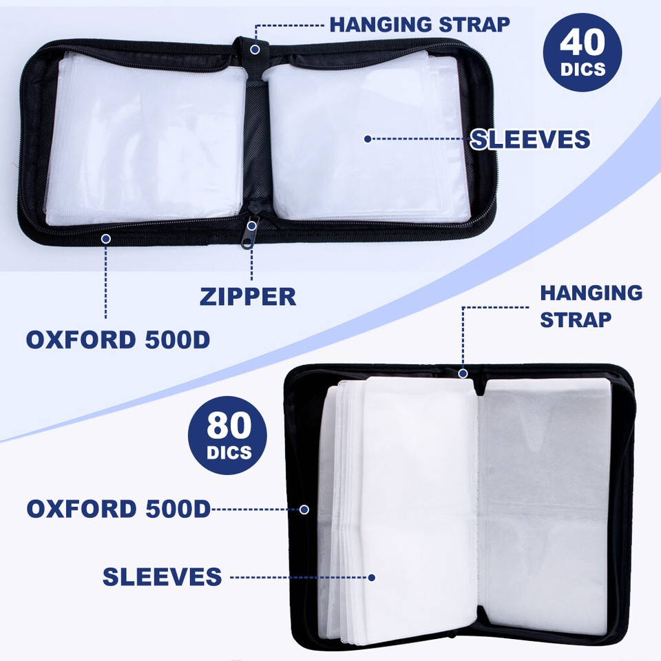 40 DVD CD DISC Holder Oxford Storage Case Folder Wallet Carry Bag ...