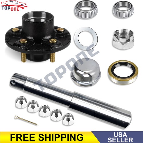 WHEEL 2,000 lbs Trailer Axle Spindle w/ 5-4.5" Bolt Circle Hub. | eBay