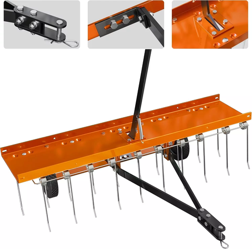 40" Lawn Sweeper Landscape Tractor Rake Tine Tow Dethatcher Pull Behind ...