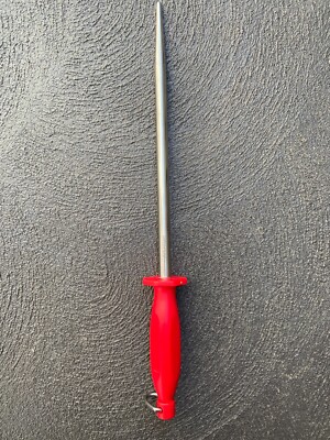 Butcher Pro Round Polished Honing Sharpening Steel 10" Red Heavy Duty ...