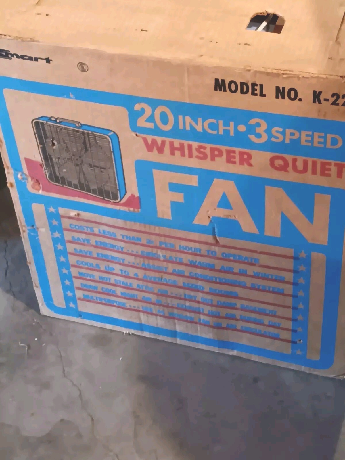 Vintage 70's Kmart Box Fan Robin Egg Blue Works Great! Model K 223 ...
