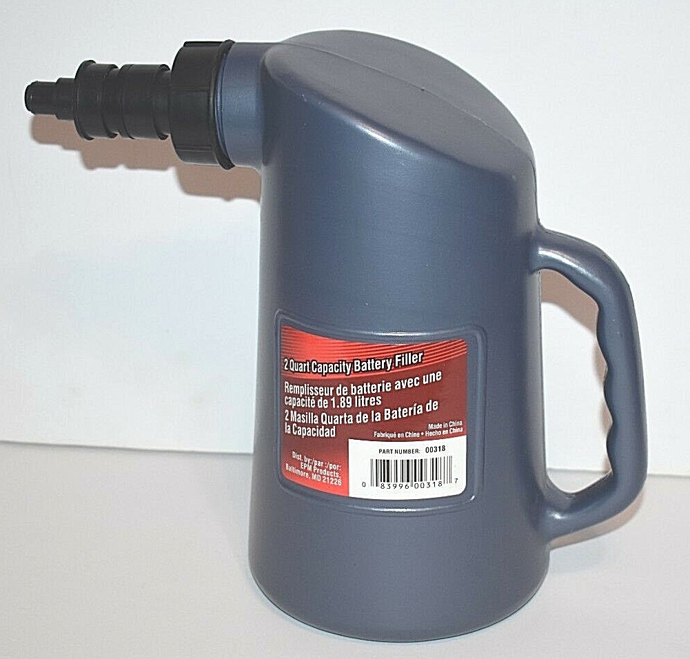 2 Quart Battery Filler Bottle Jug With Automatic Shut Off Golf Cart RV ...